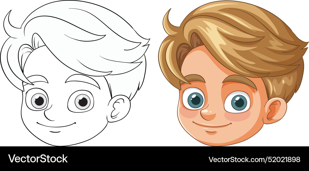 Art of a boys smiling face Royalty Free Vector Image