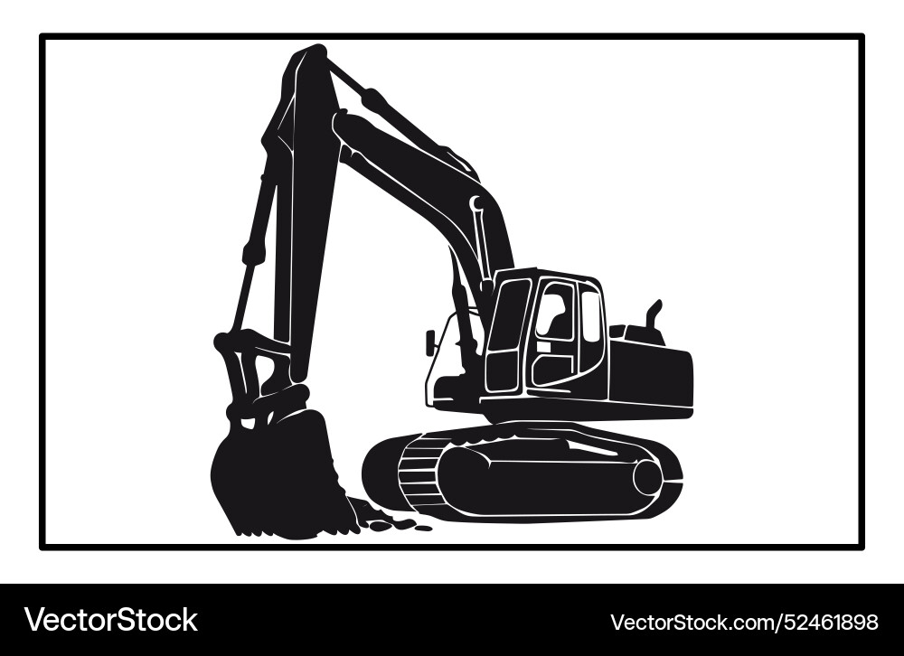 Backhoe silhouette - heavy equipment Royalty Free Vector
