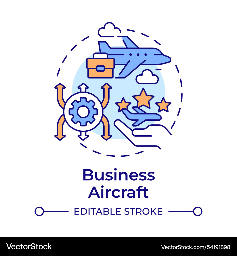 Business aircraft multi color concept icon Vector Image