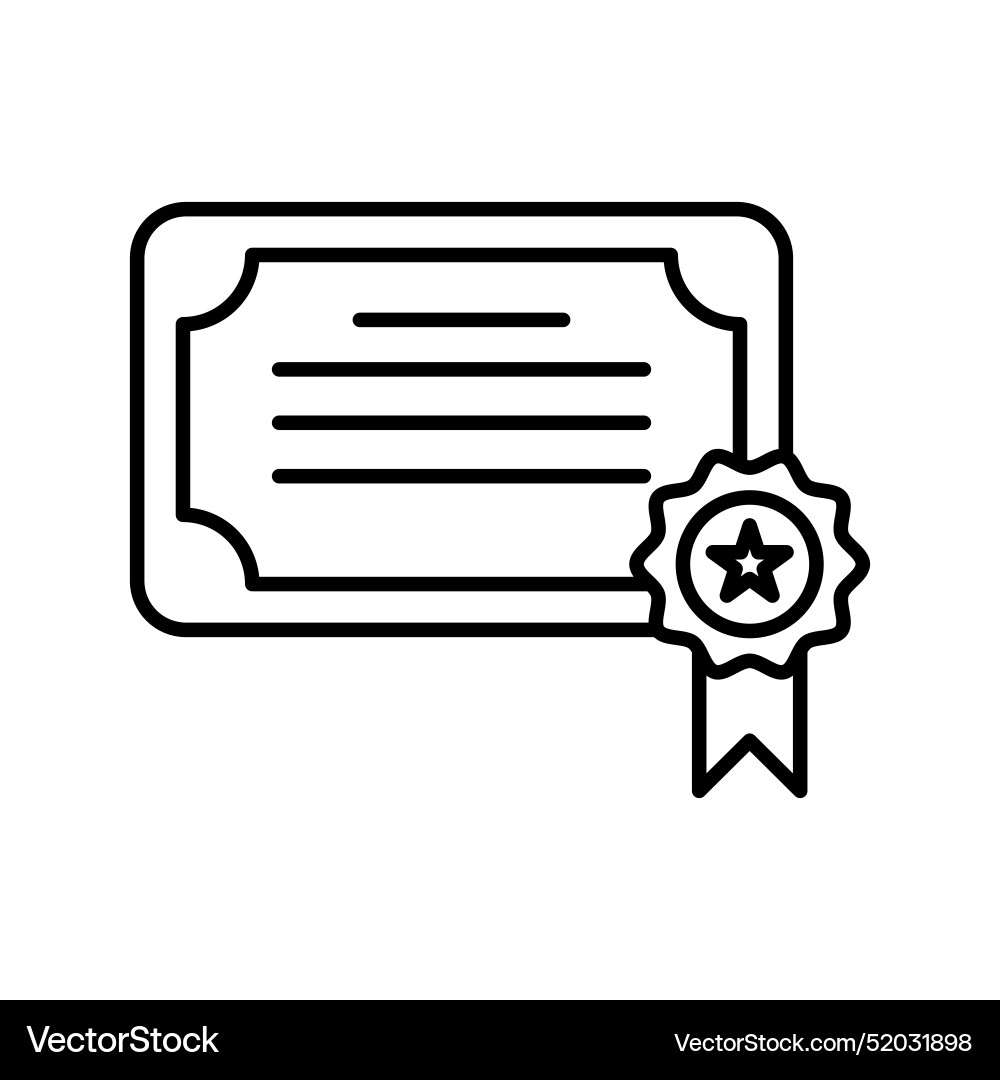 Certificate icon linear logo mark in black Vector Image