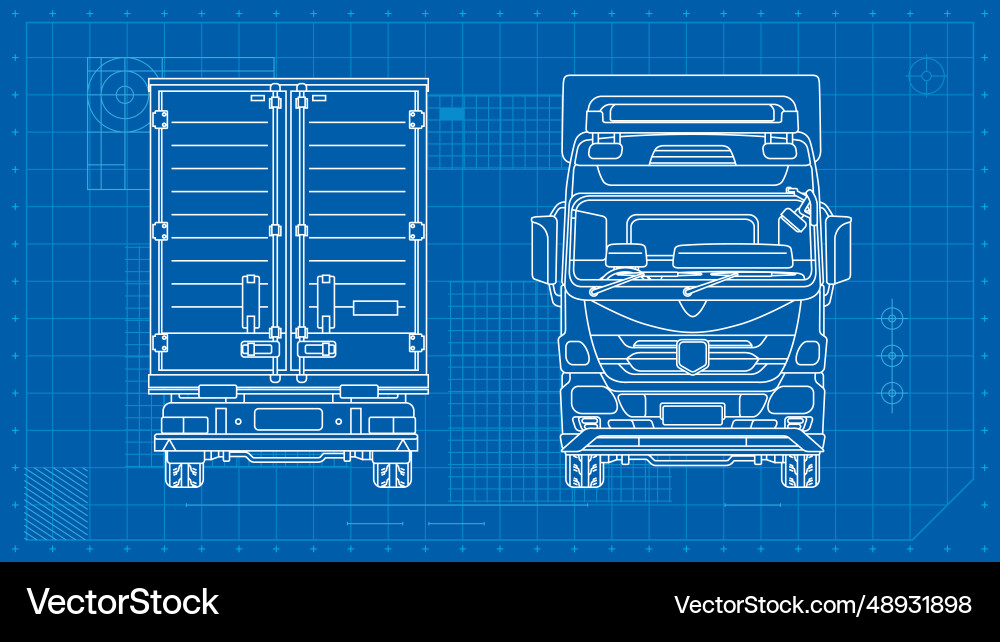 Delivery Truck Blueprint Schematic Royalty Free Vector Image