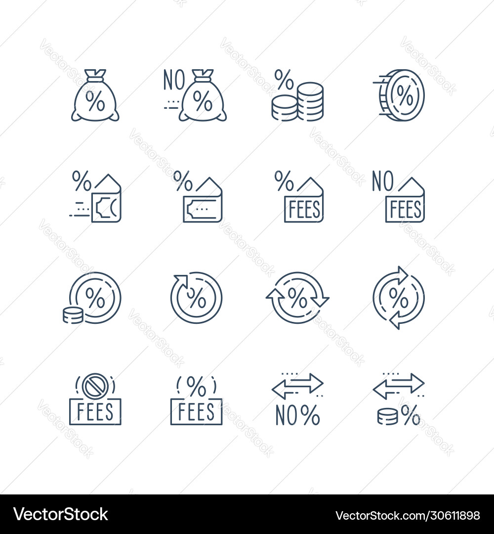 No fees zero commission low percentage payment Vector Image