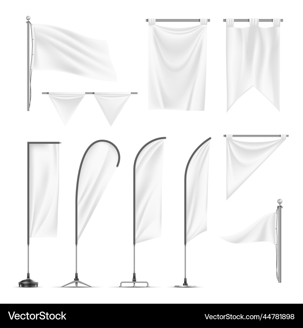 Realistic flags mockup set Royalty Free Vector Image