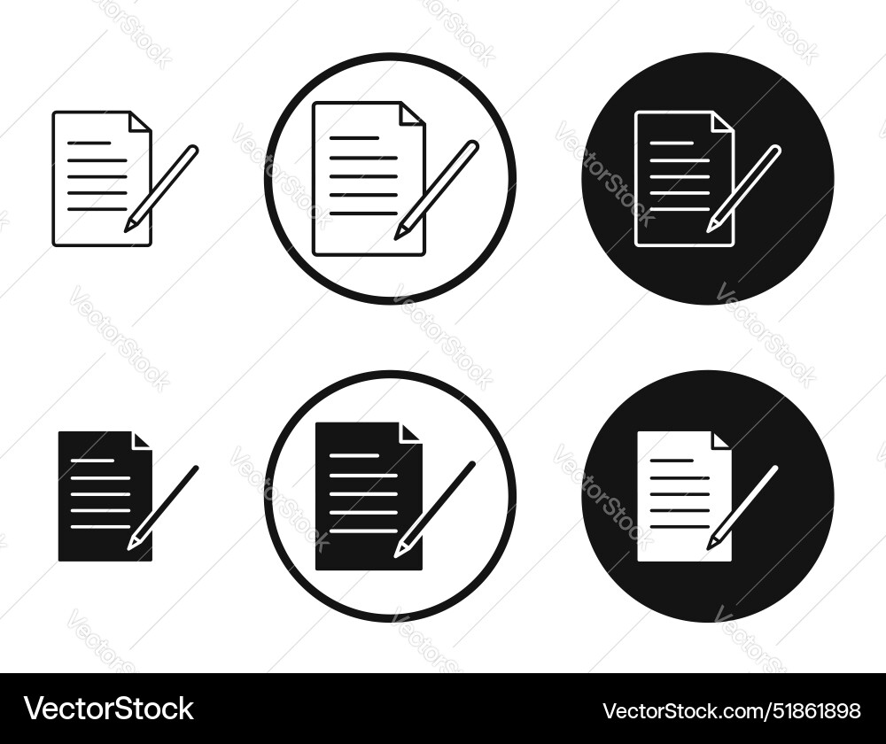 Registration paper icon set in black and white Vector Image