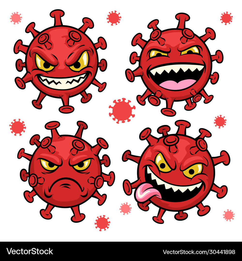 Set cartoon corona virus character Royalty Free Vector Image