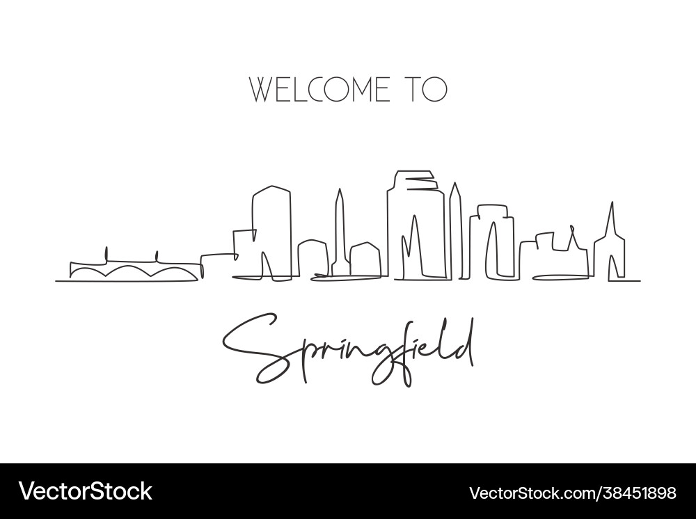 Single continuous line drawing springfield Vector Image