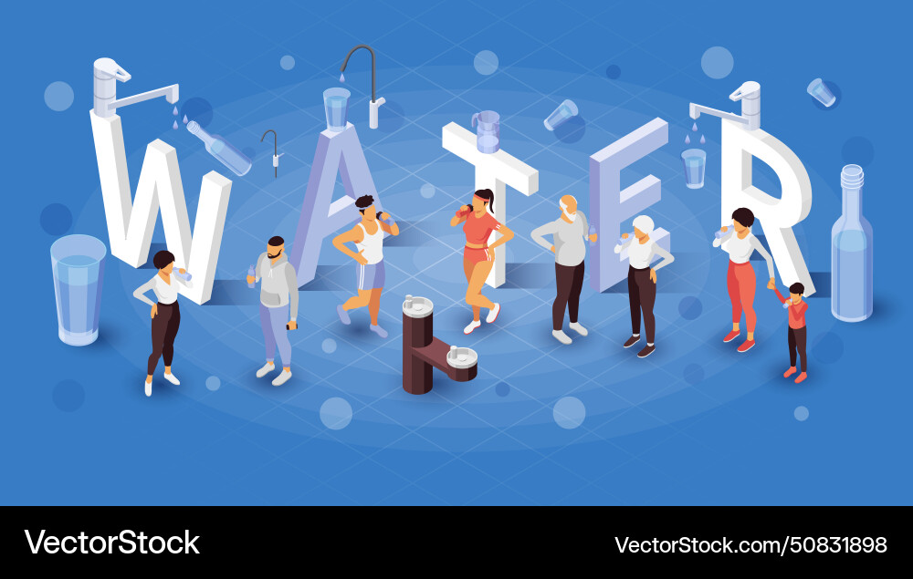 Water isometric background Royalty Free Vector Image