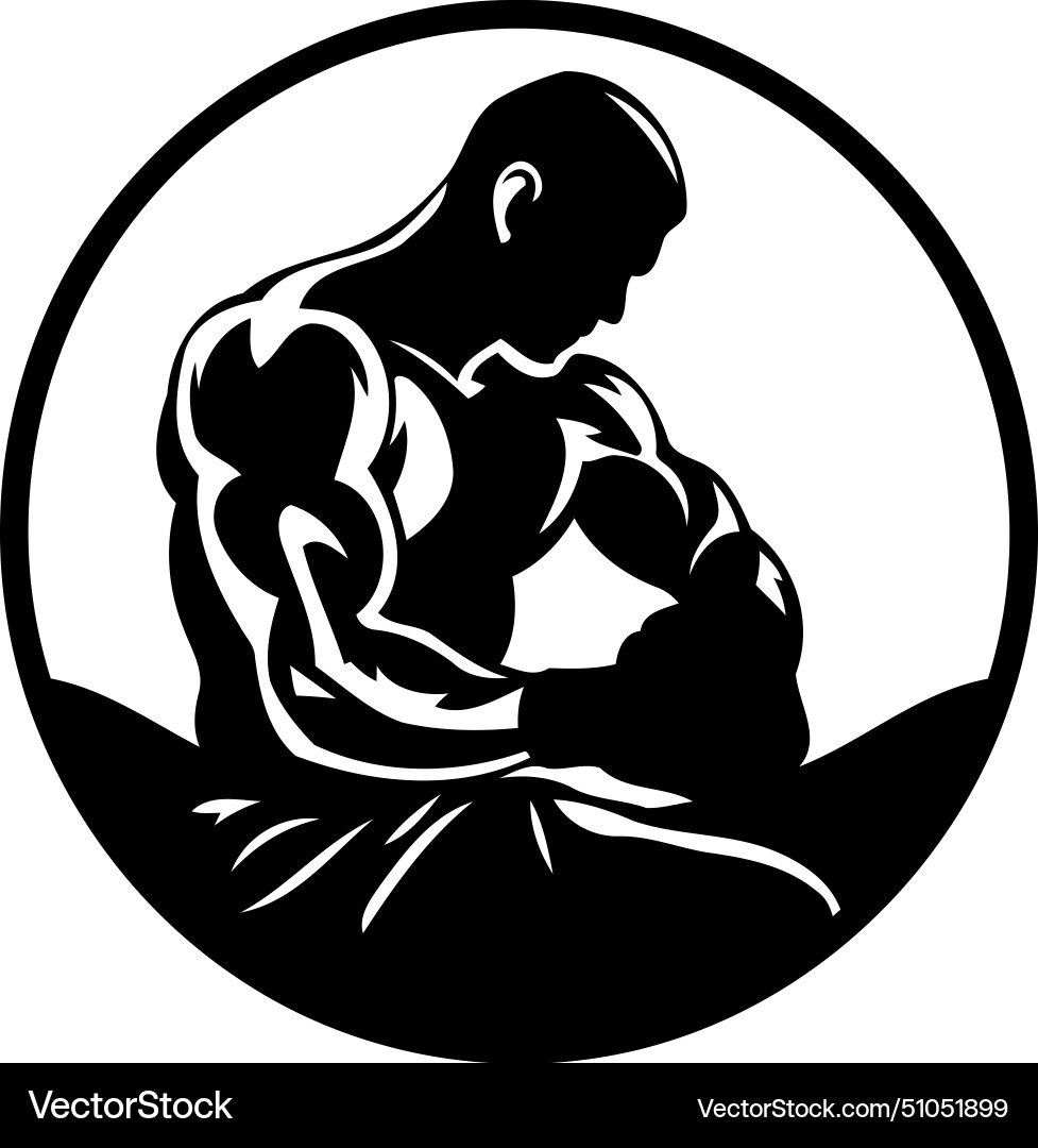 Bodybuilder with a rose in his hand on white Vector Image