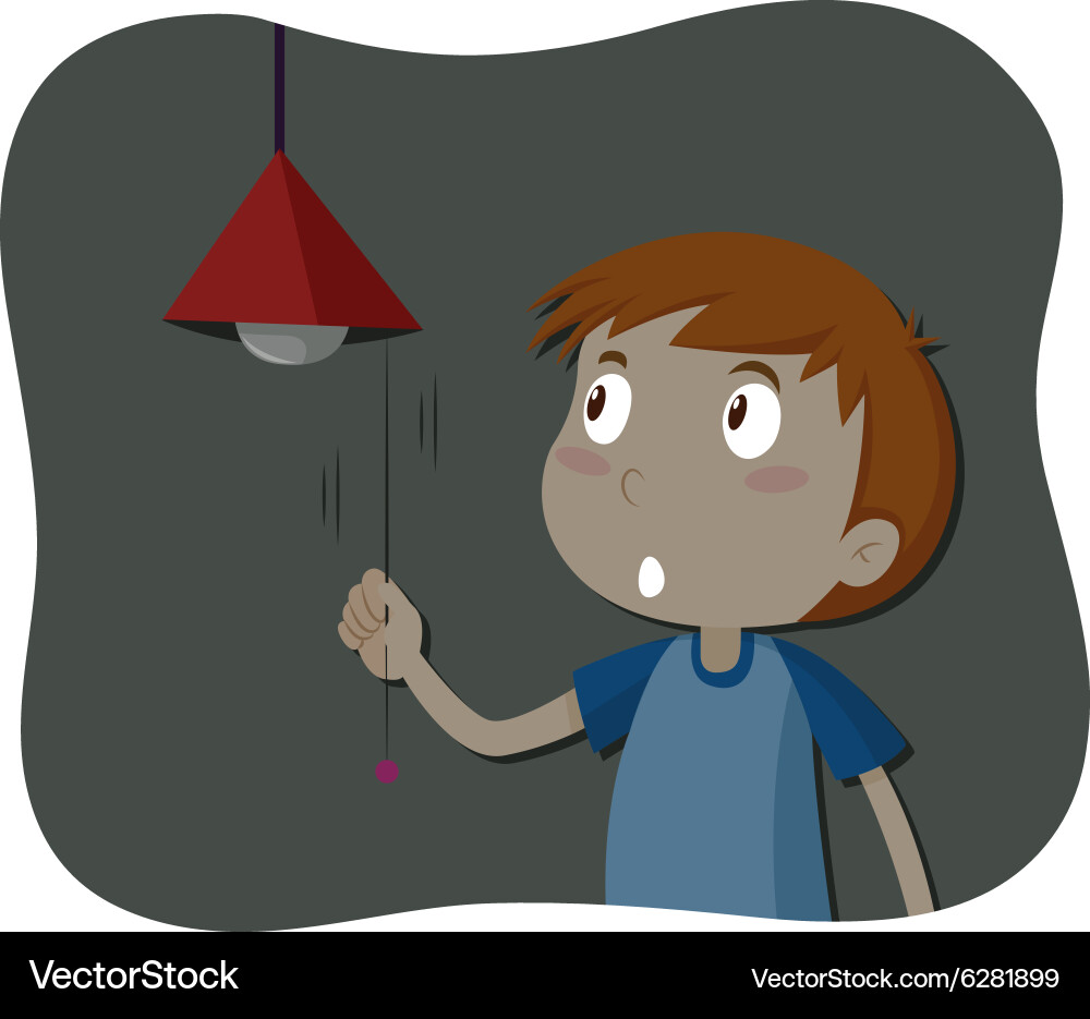 Boy turning off the light Royalty Free Vector Image