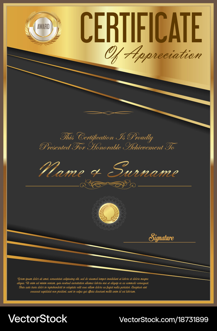 Certificate retro design template 01 Royalty Free Vector
