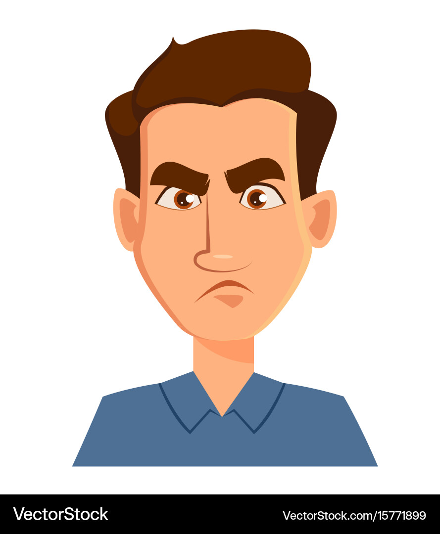 Face expression of a man - dissatisfied angry Vector Image