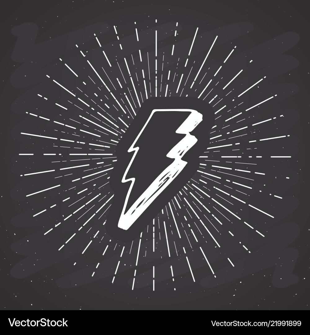 Lightning vintage label hand drawn sketch grunge Vector Image