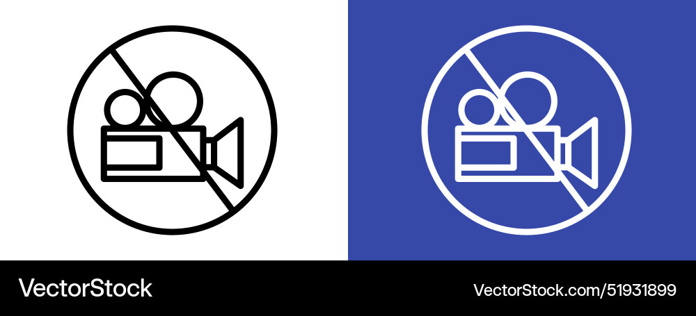 No video recording allowed sign indicating Vector Image