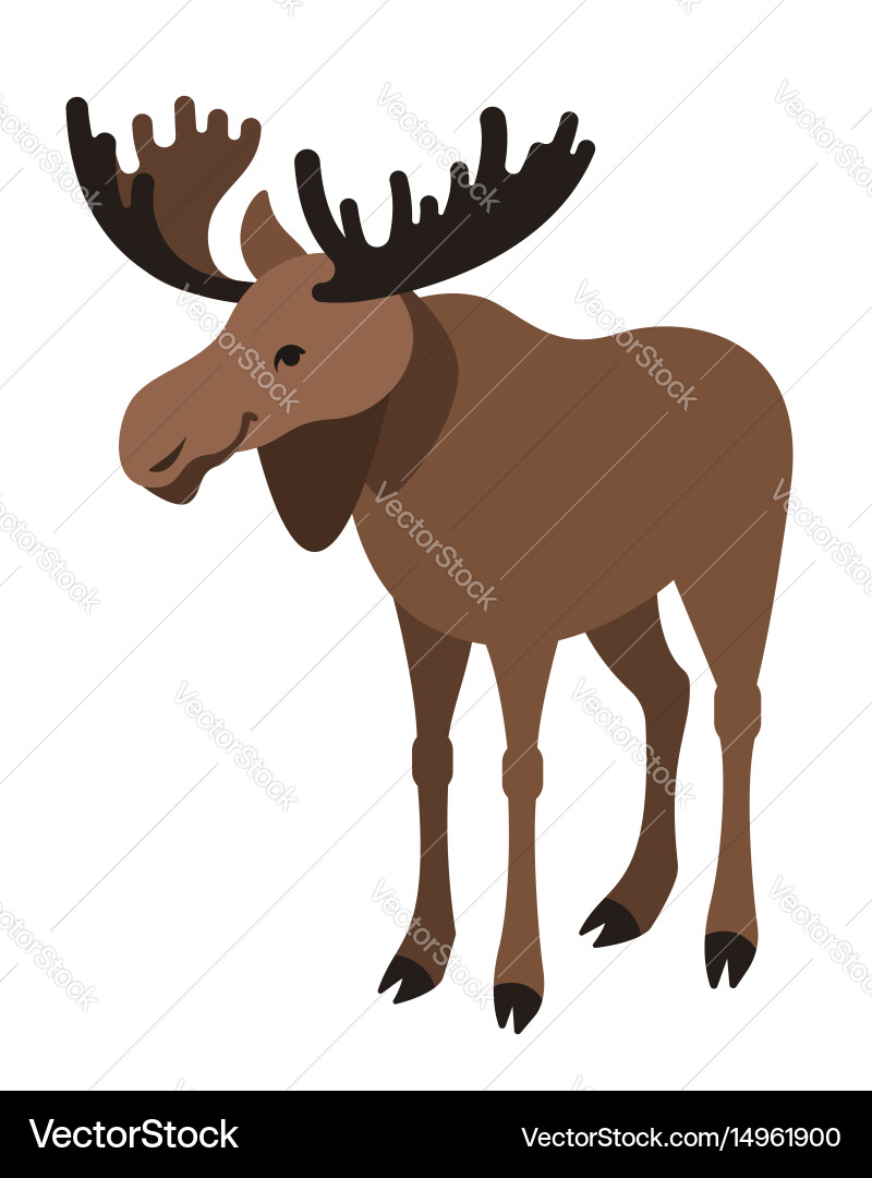 Cute smiling horned elk cartoon Royalty Free Vector Image