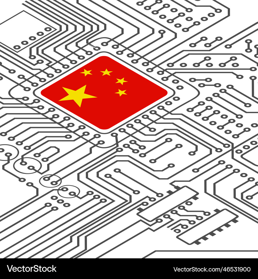 Electric circuit perspective china microchip Vector Image