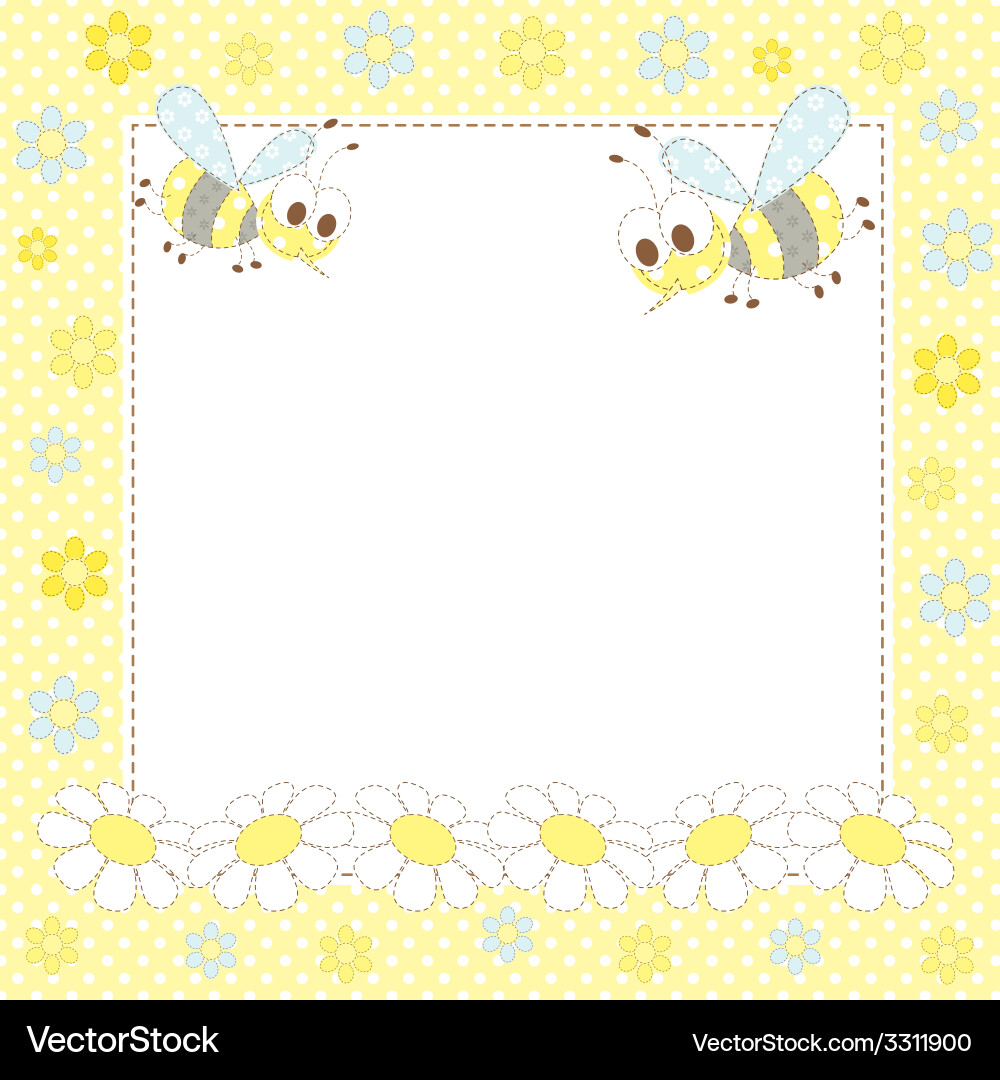 Floral Bee Frame Royalty Free Vector Image - VectorStock