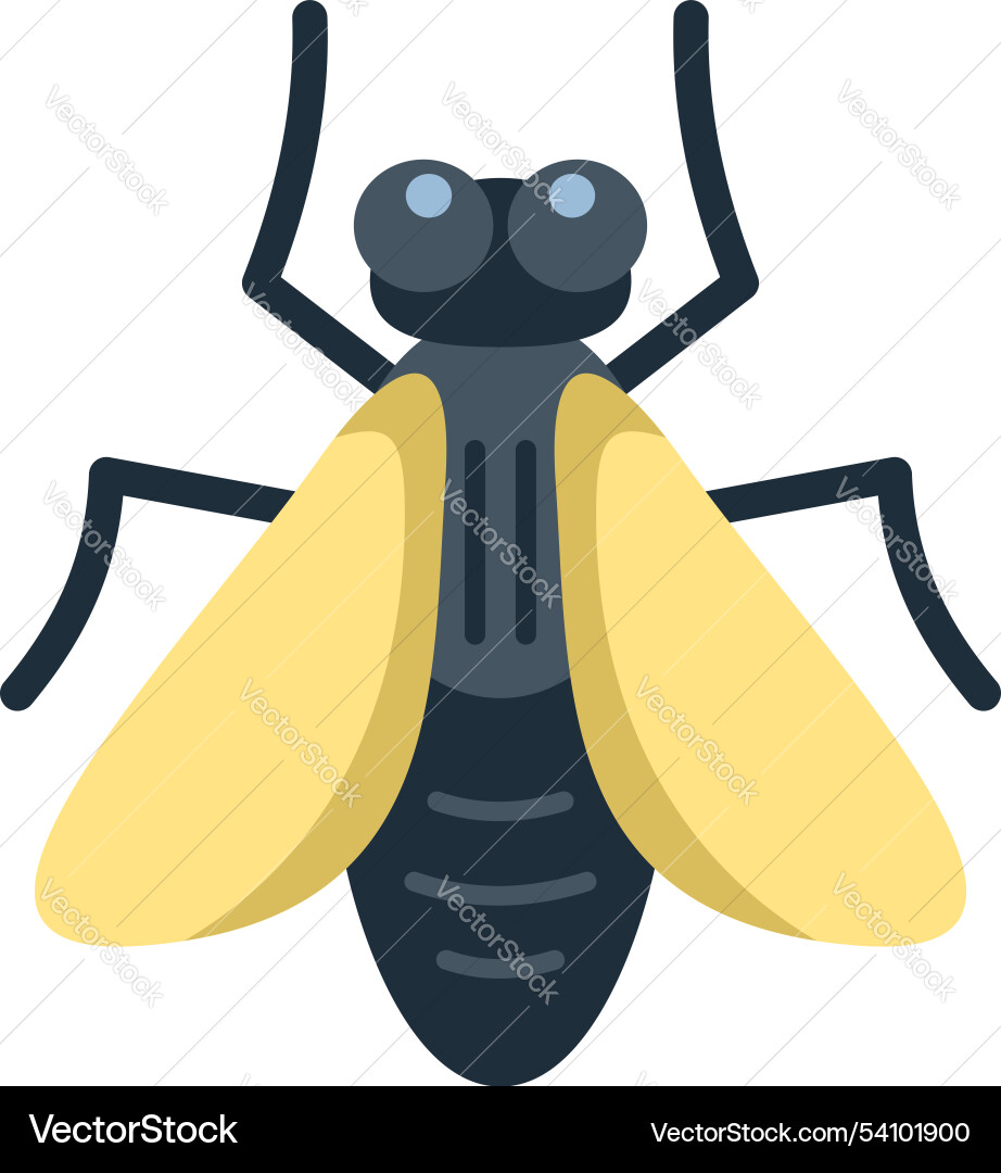 Housefly insect spreading germs with yellow wings Vector Image