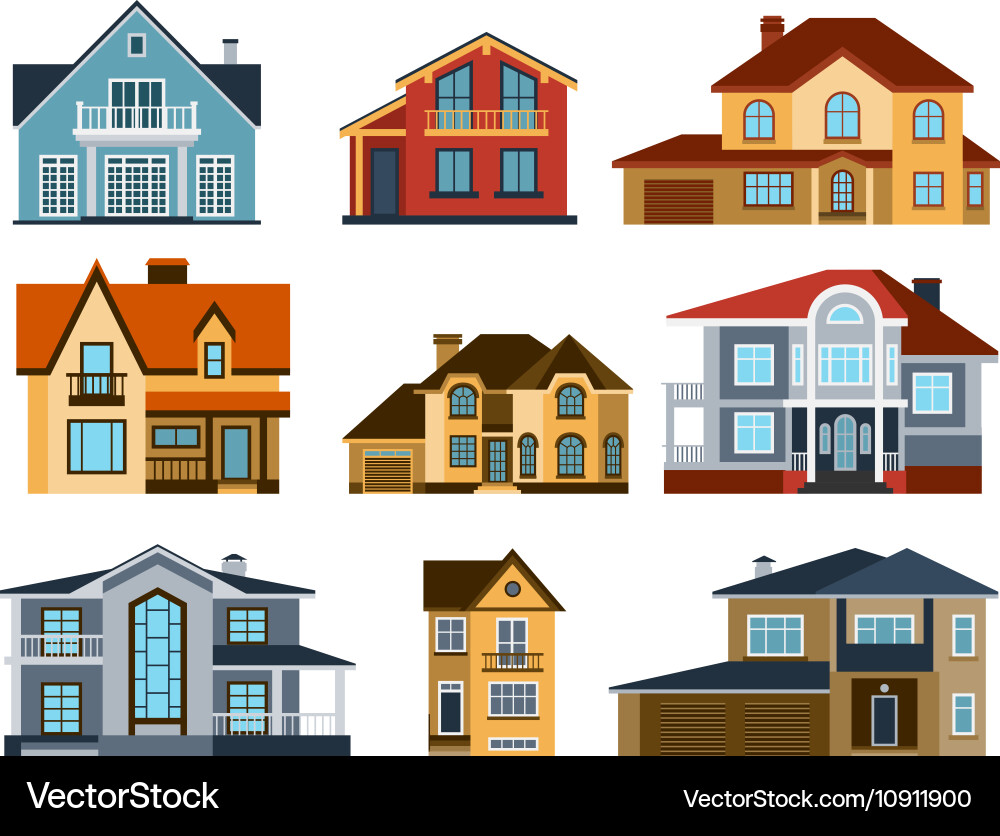 Houses front view Royalty Free Vector Image - VectorStock