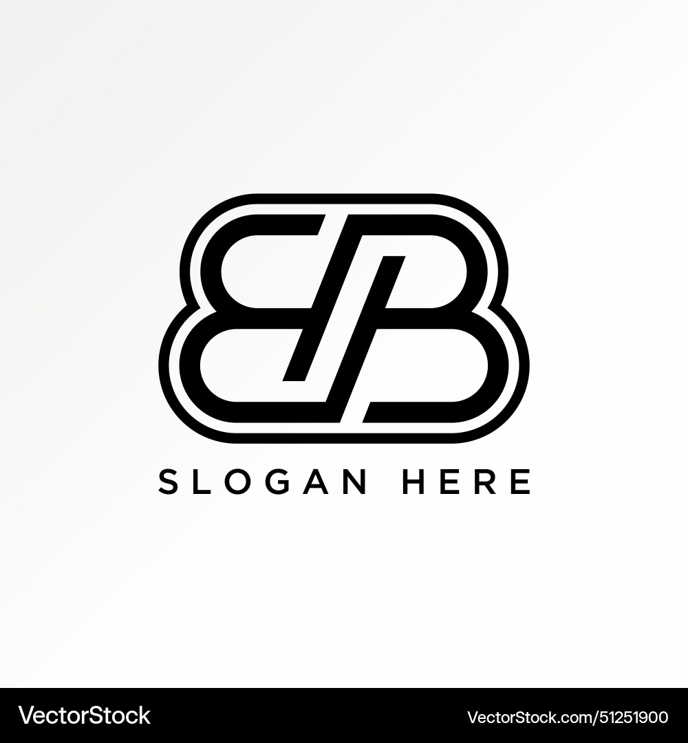 Letter b or bb font line art motif pattern flip Vector Image