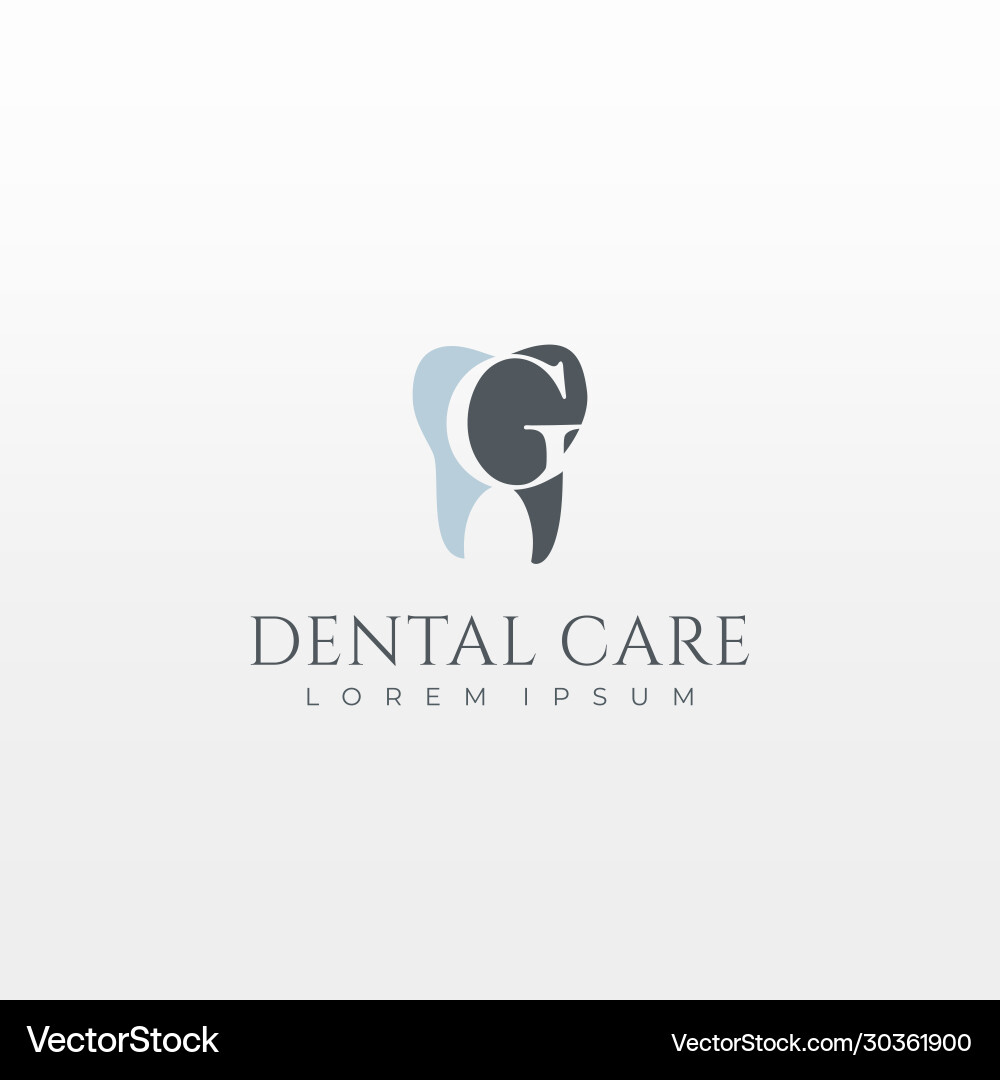 Letter g dental tooth logo design Royalty Free Vector Image