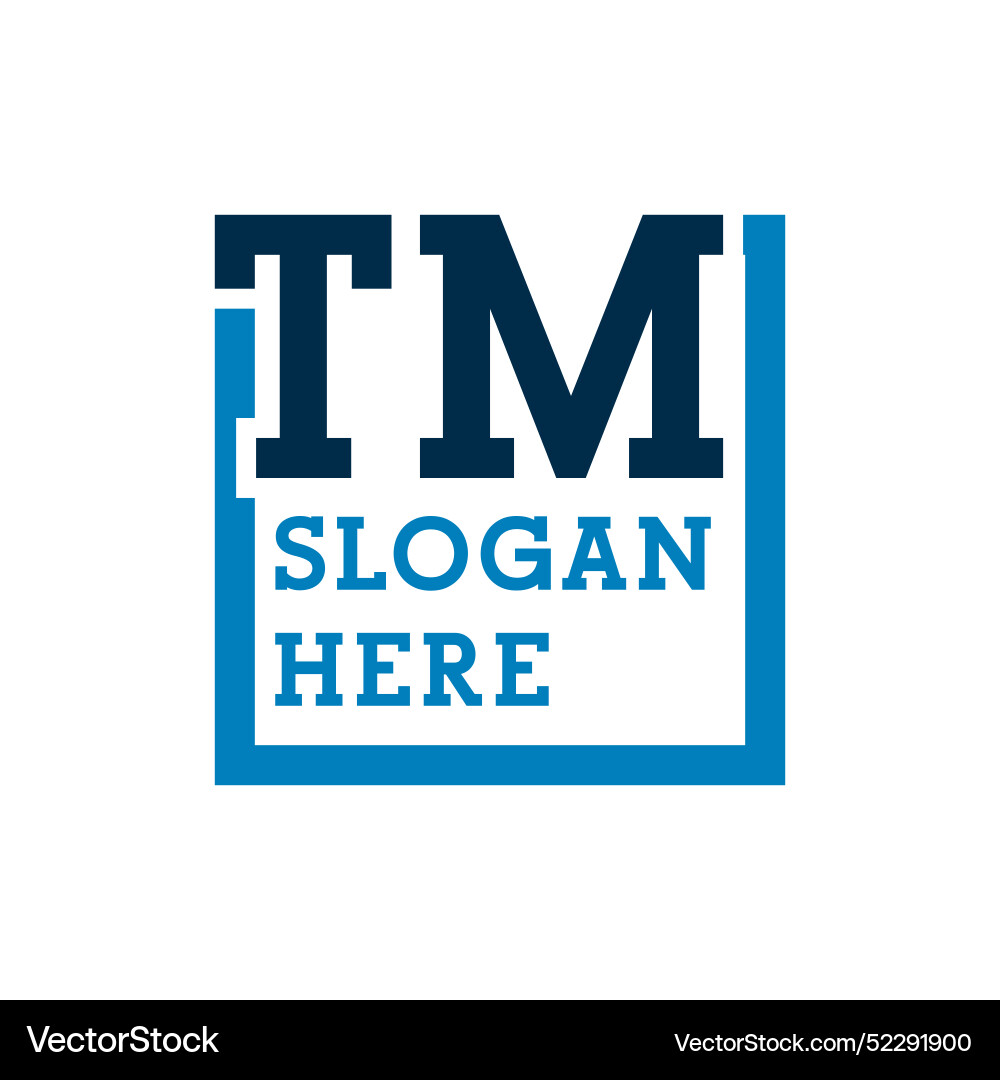 Minimal initials logo letters t and m tm initial Vector Image