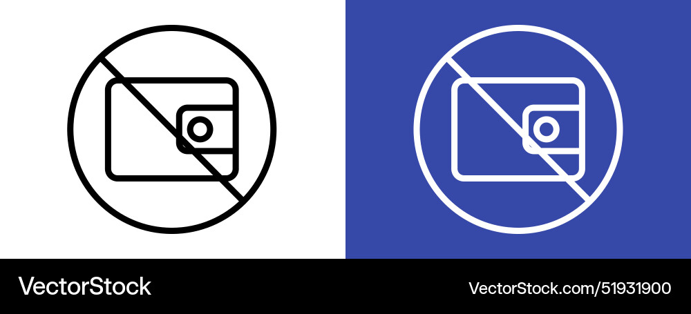 No wallets permitted sign indicating area free Vector Image