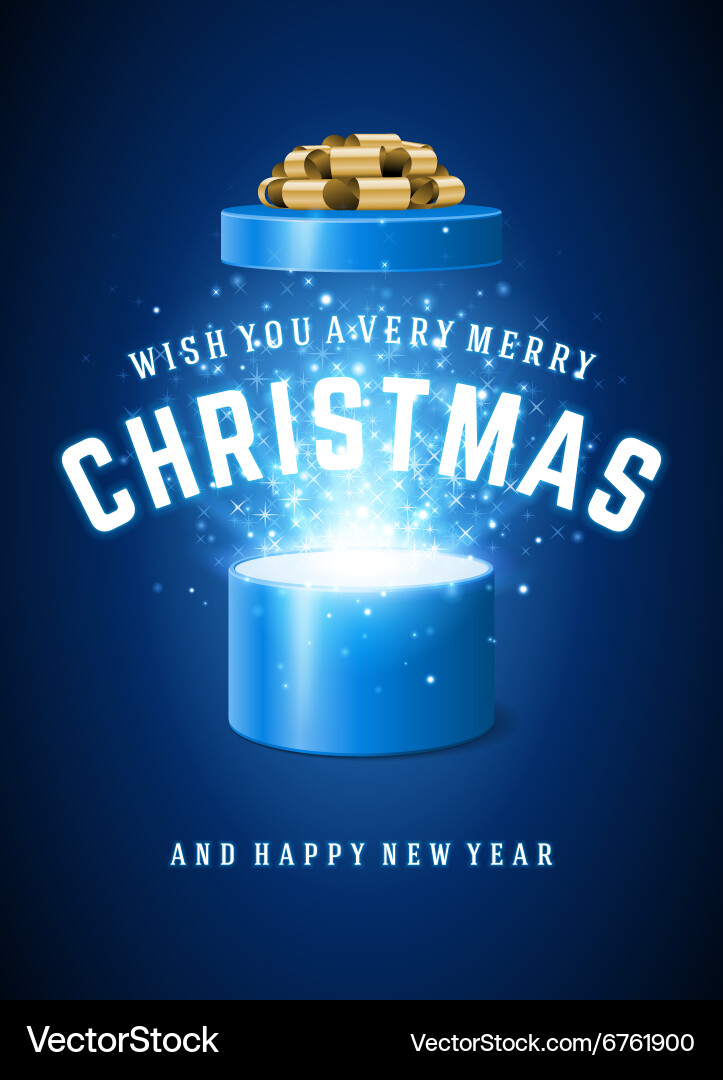 Open gift box magic light fireworks and christmas Vector Image