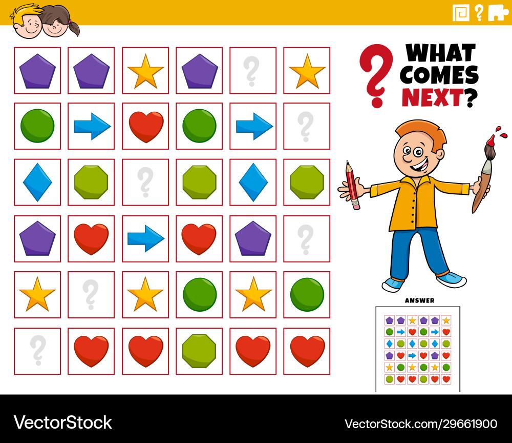 Pattern Completion Game for Kids Royalty Free Vector Image