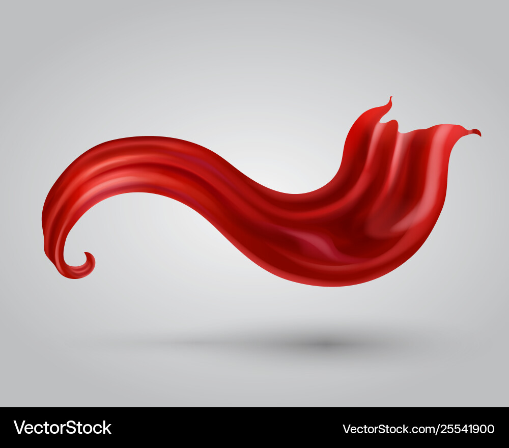 Red Satin Fabric Drape, Flowing Silk Royalty Free Vector