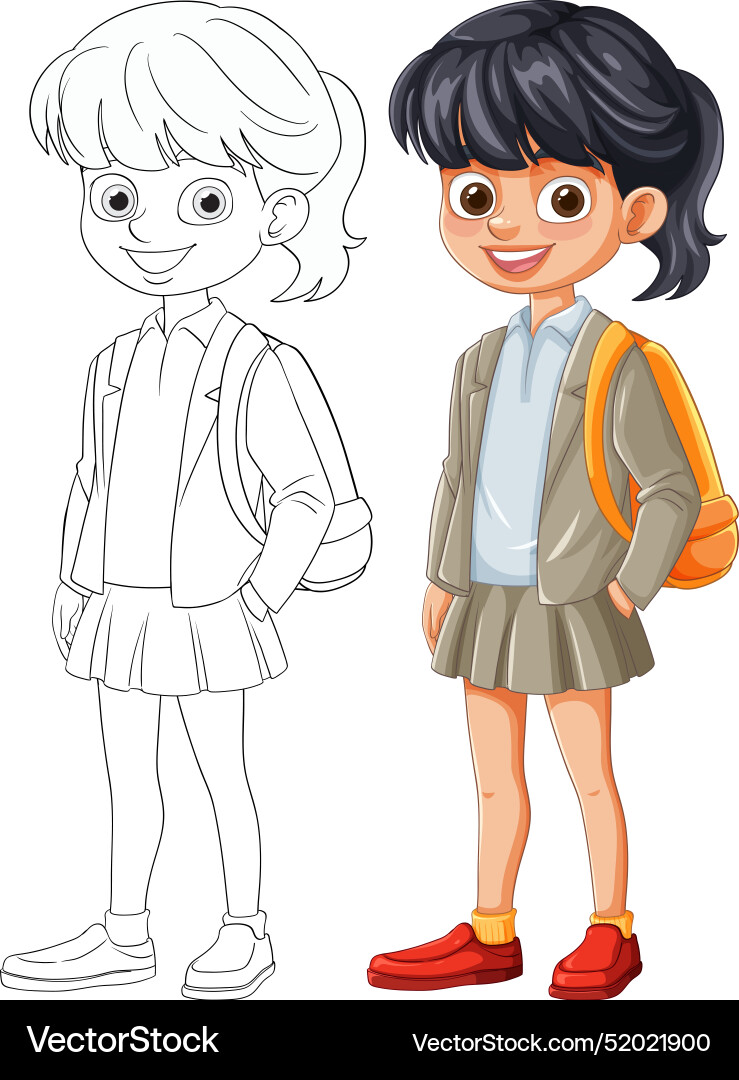 Smiling girl with backpack and uniform Royalty Free Vector
