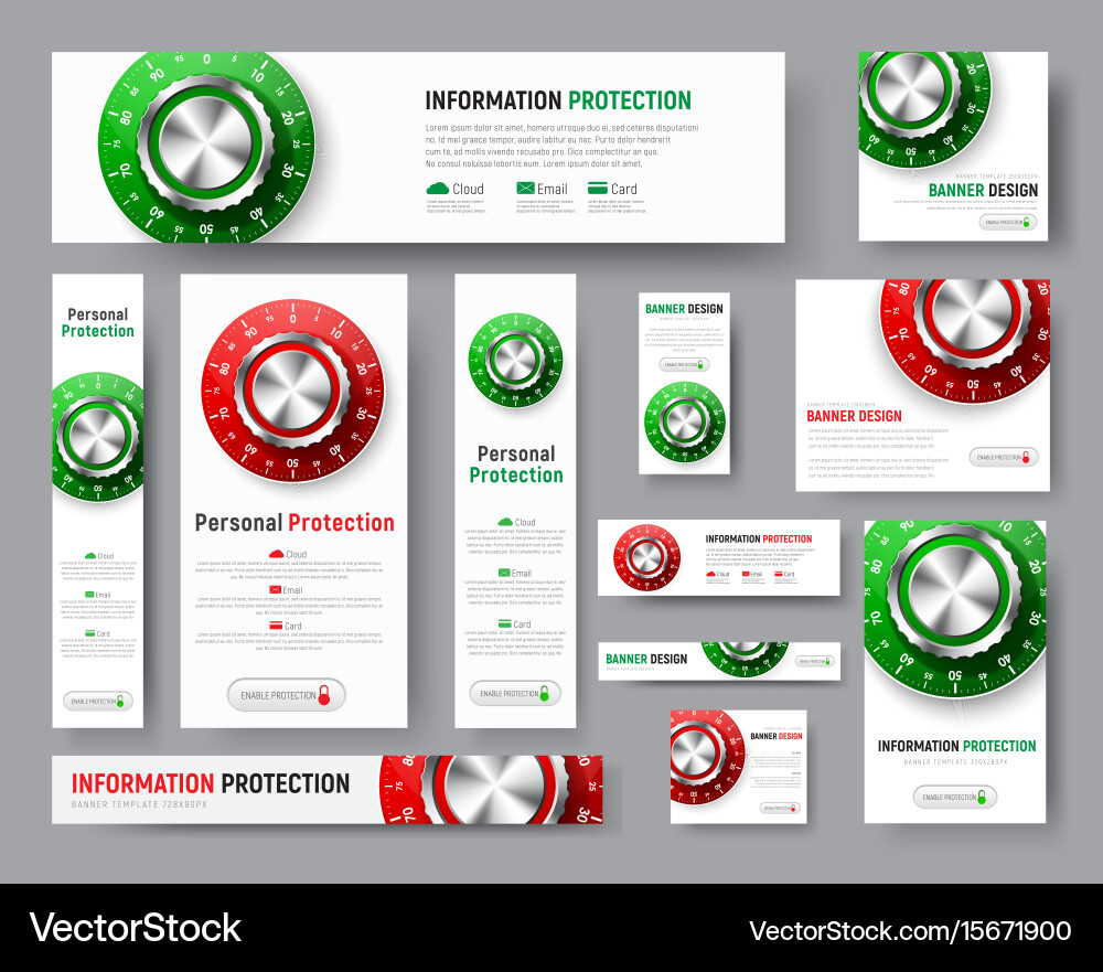 Template of banners with lock from the safe Vector Image