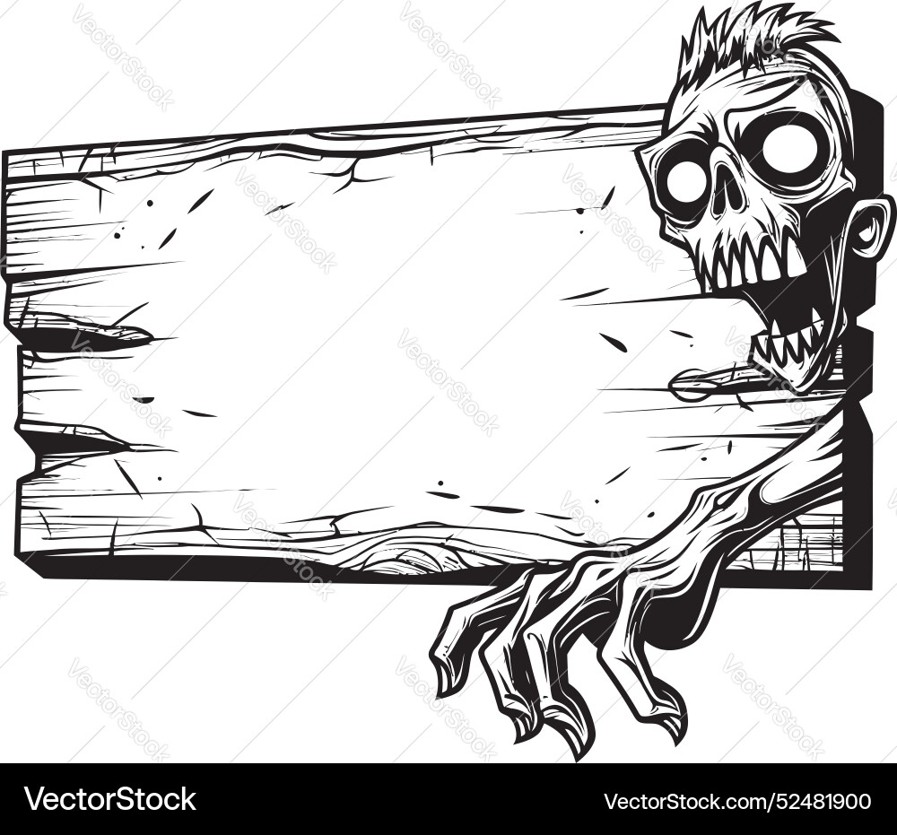 Undead usher zombie hand signboard logo design Vector Image