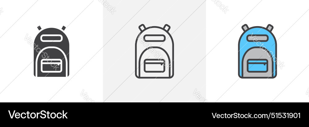 Backpack icon set school bag symbol bagpack sign Vector Image