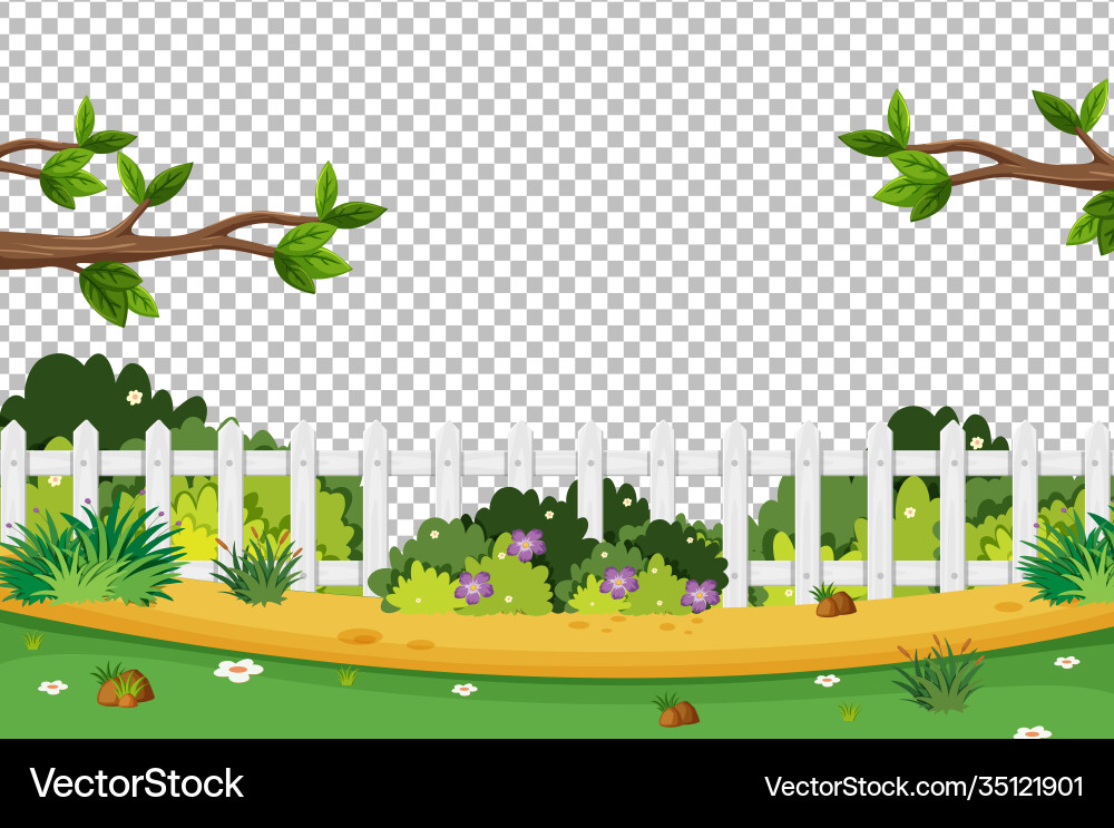 Blank nature graden scene on transparent Vector Image