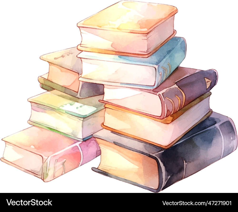 Books watercolor for print design education Vector Image