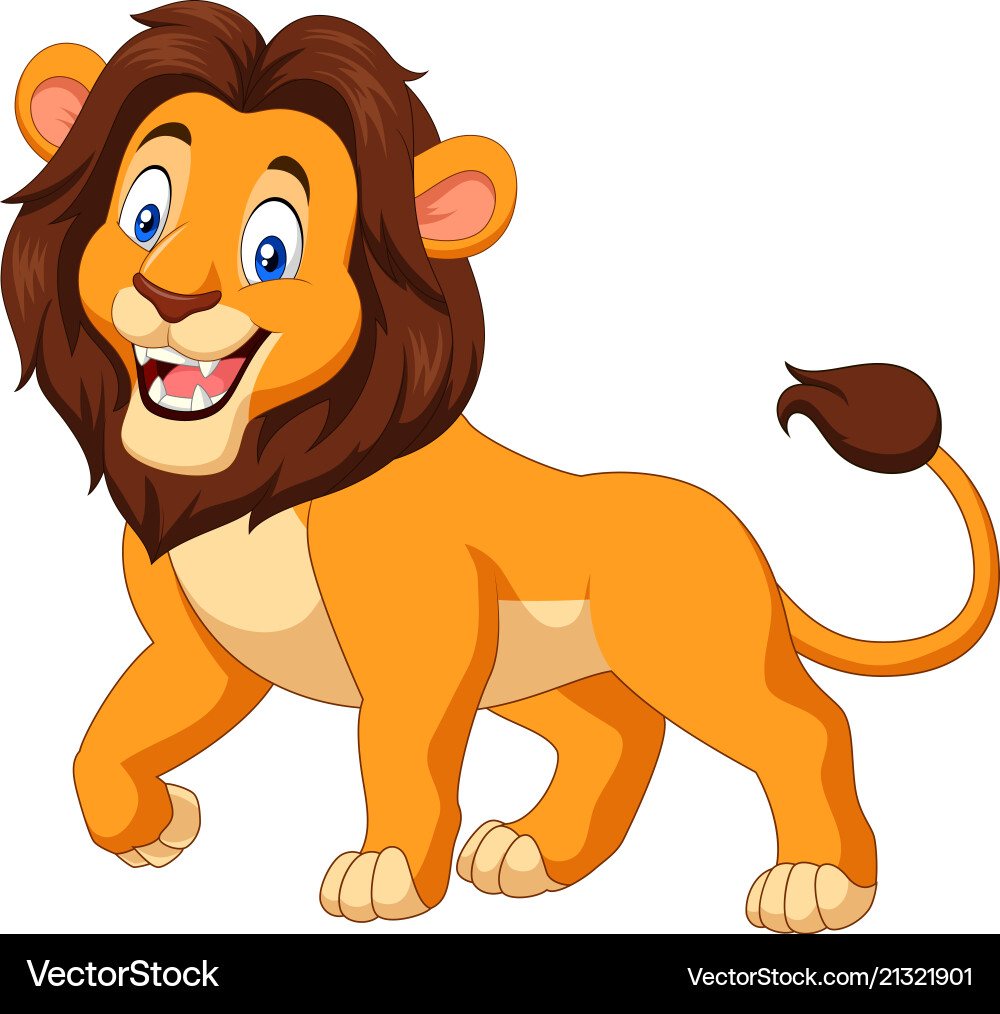 Cartoon happy lion isolated on white background Vector Image
