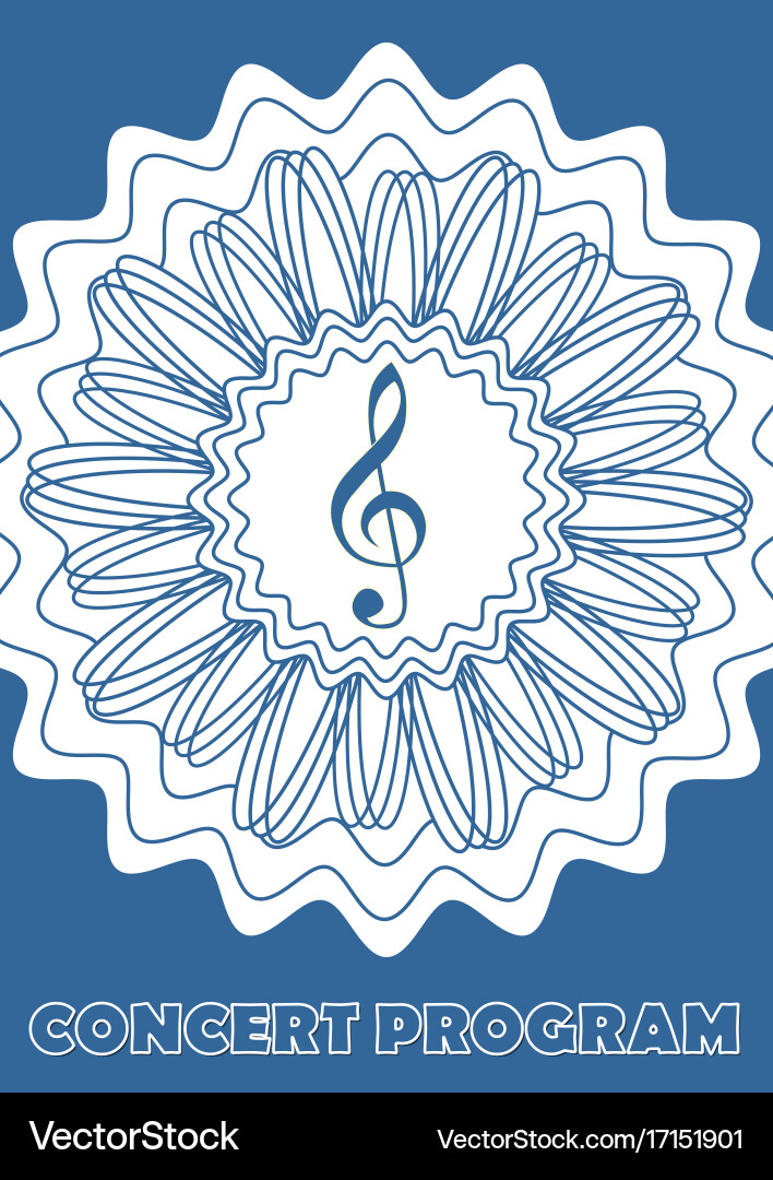 Concert program cover template with treble clef Vector Image
