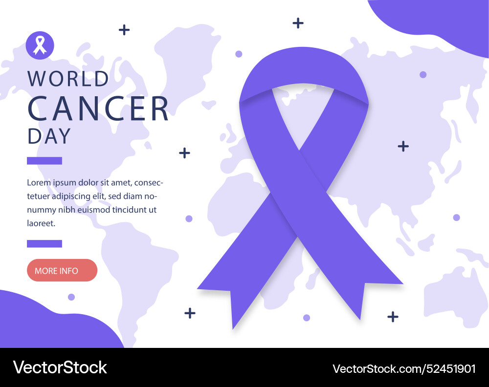 Flat world cancer day brochure template Royalty Free Vector
