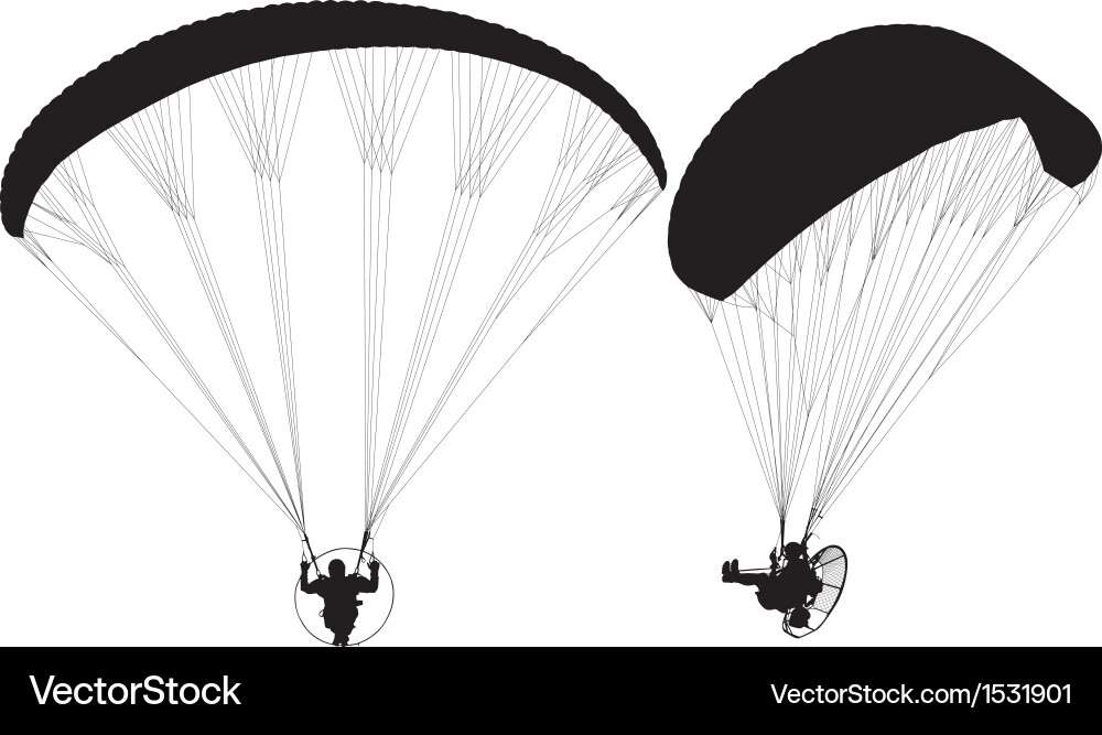Paraglider with paramotor silhouette Royalty Free Vector