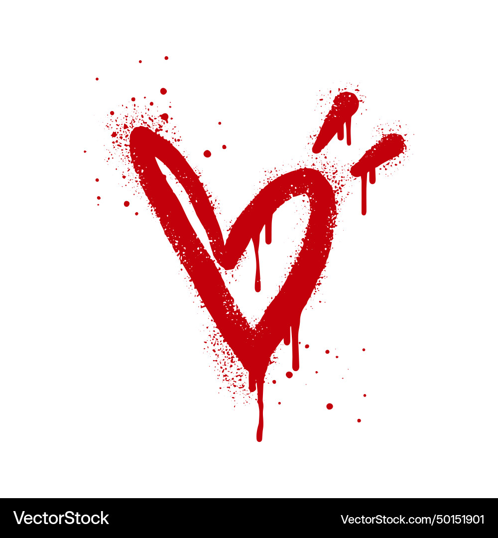 Spray painted graffiti heart sign in red Vector Image