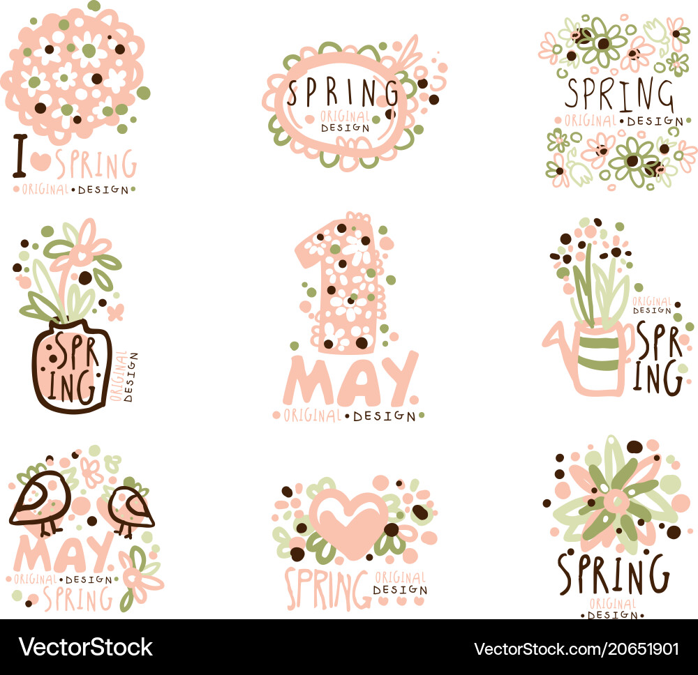 Spring 1 may set for label design Royalty Free Vector Image