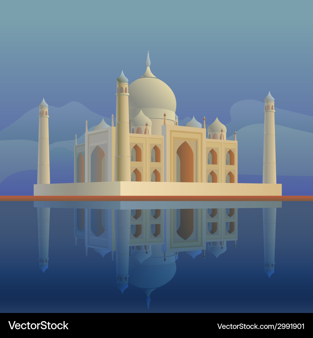 Taj Mahal - Iconic White Marble Mausoleum Vector Image