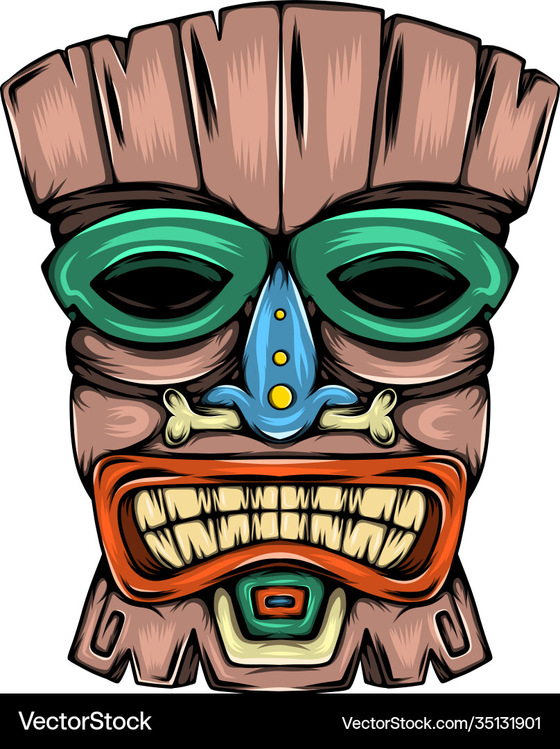 Traditional mask made from wood Royalty Free Vector Image