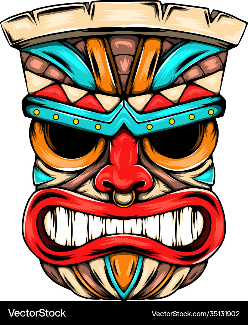 Angry face mask from tiki island Royalty Free Vector Image