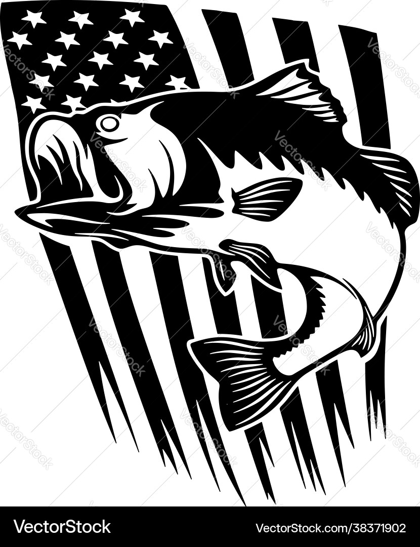 Bass Fishing Logo - Emblem Template Royalty Free Vector