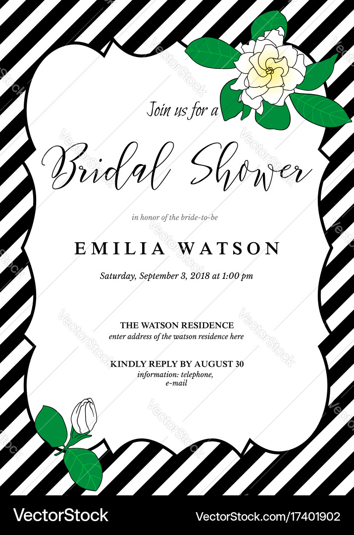 Bridal shower invitation card template with hand Vector Image