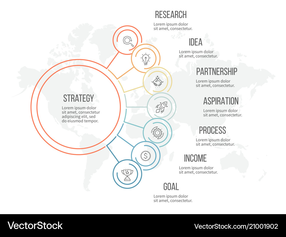 Business infographic organization chart with 7 Vector Image