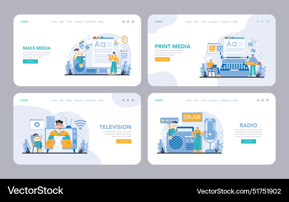 Mass media concept flat Royalty Free Vector Image