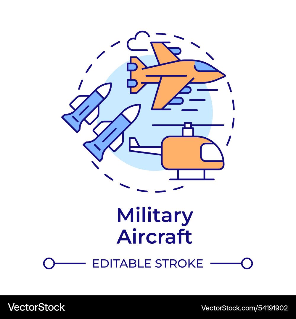 Military aircraft multi color concept icon Vector Image