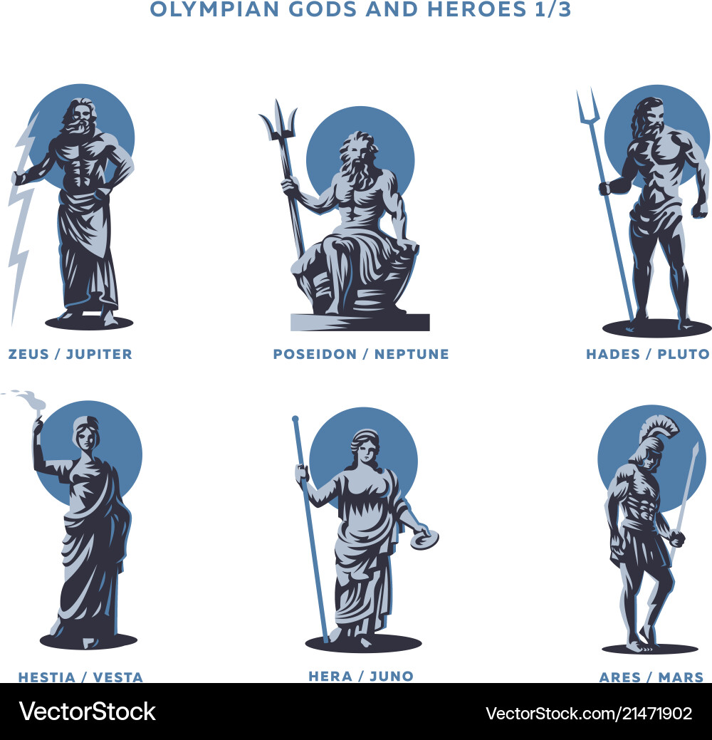 Olimpian gods and heroes Royalty Free Vector Image